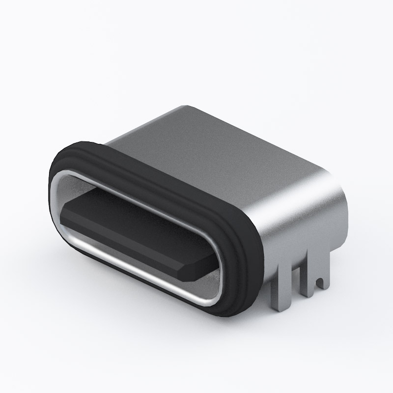 USB 2.0 Type-C Female 16-Pin Right-Angle Waterproof Connector IPX7 ...