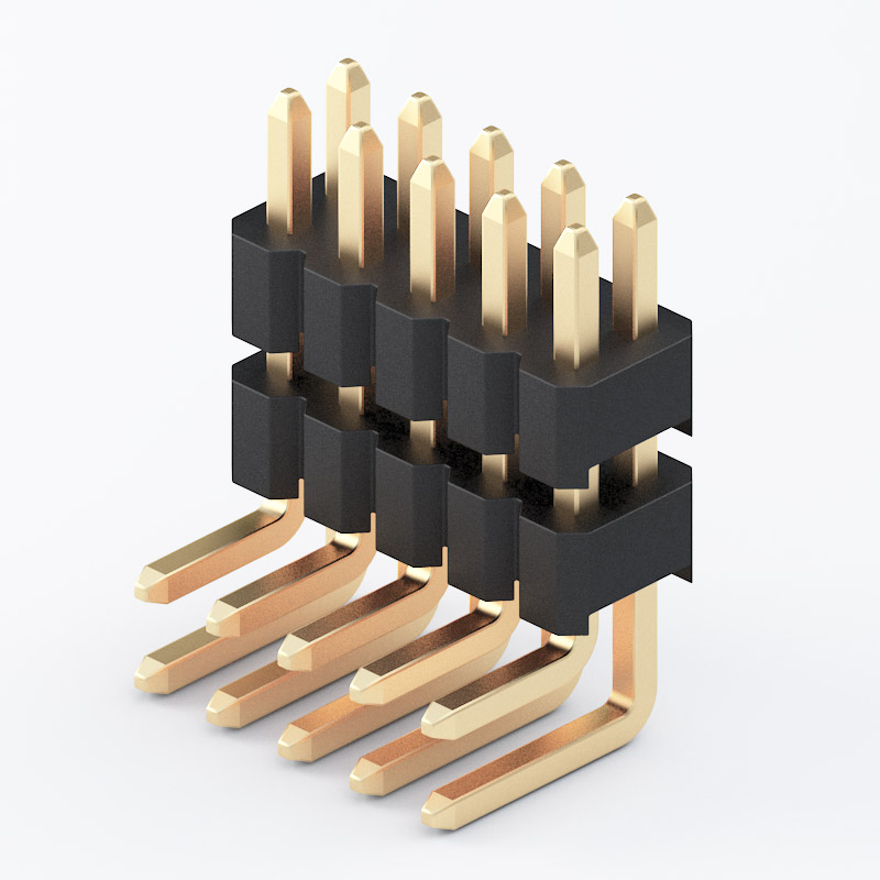 1.27 Pitch Dual-Row Dual-Plastic DIP 90° Pin Header, Glue Height 2.54 ...