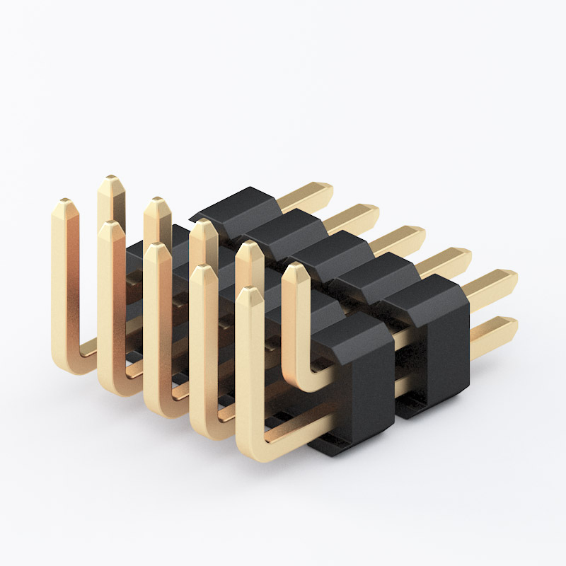 1.27 Pitch Dual-Row Dual-Plastic DIP 90° Pin Header, Glue Height 2.54 ...