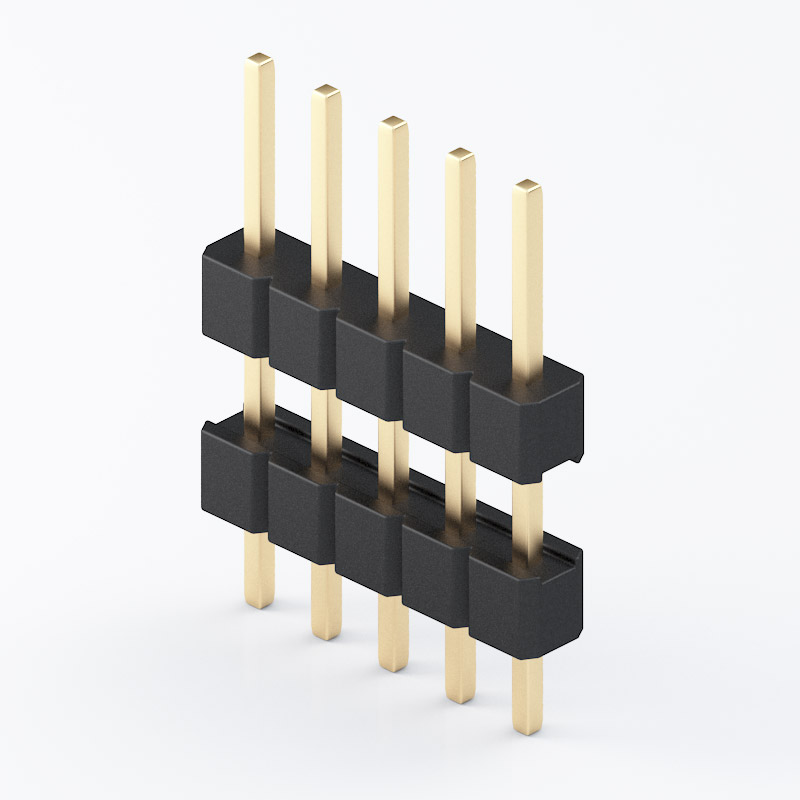 2.54 Pitch Single-Row DIP Pin Header, Dual Insulator 180° | PCB Connector